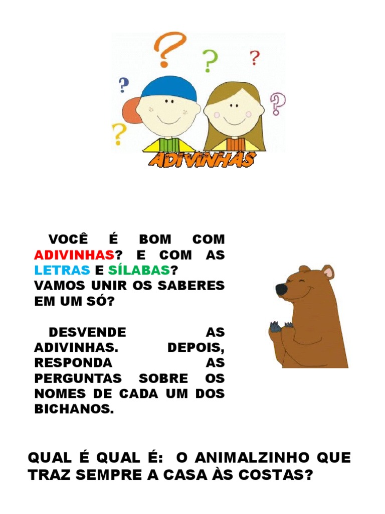 ADIVINHAS ANIMAIS | PDF