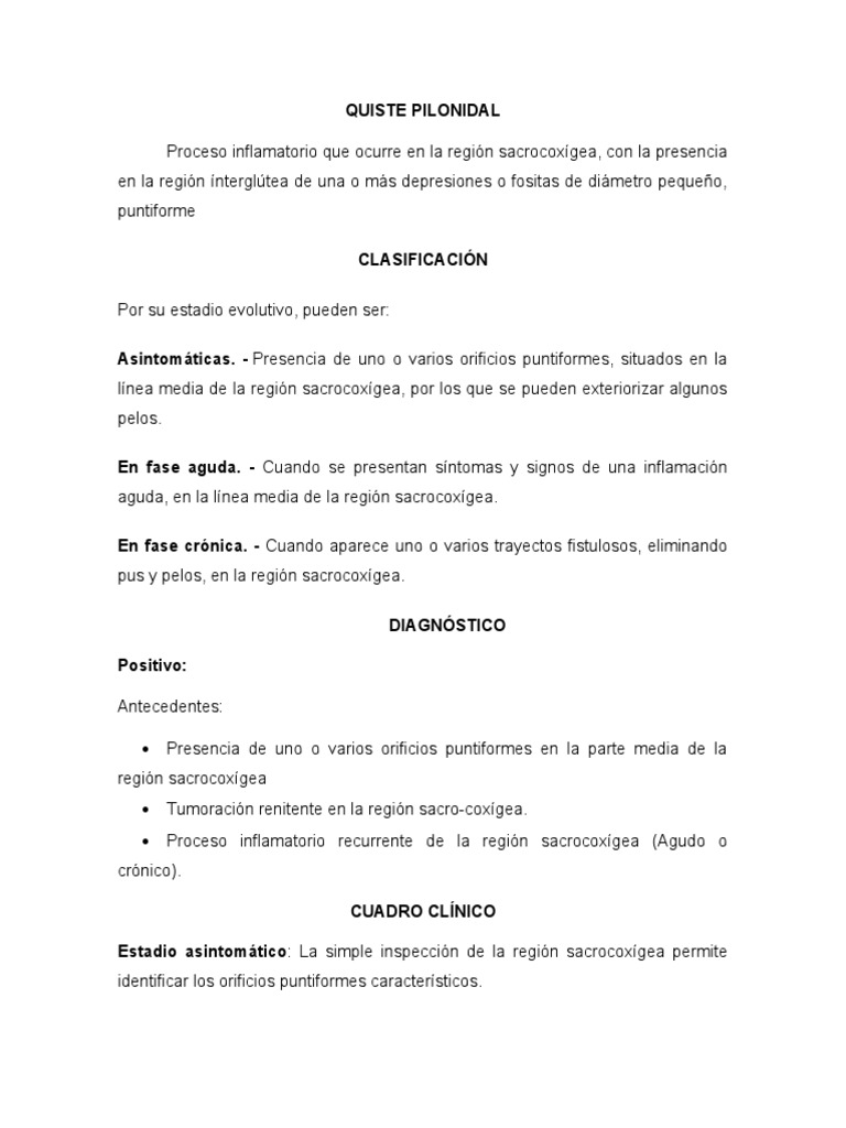 Quiste Pilonidal | PDF | Ciencias de la Salud | Enfermedades y trastornos