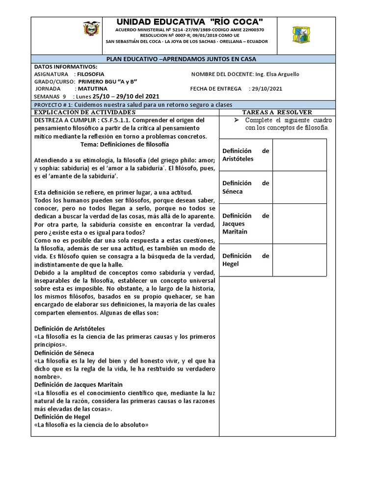 1ro Filosofia Actividad 9, 2021 | PDF | Verdad | Aristóteles 1ro Filosofia Actividad 9, 2021 | PDF | Verdad | Aristóteles