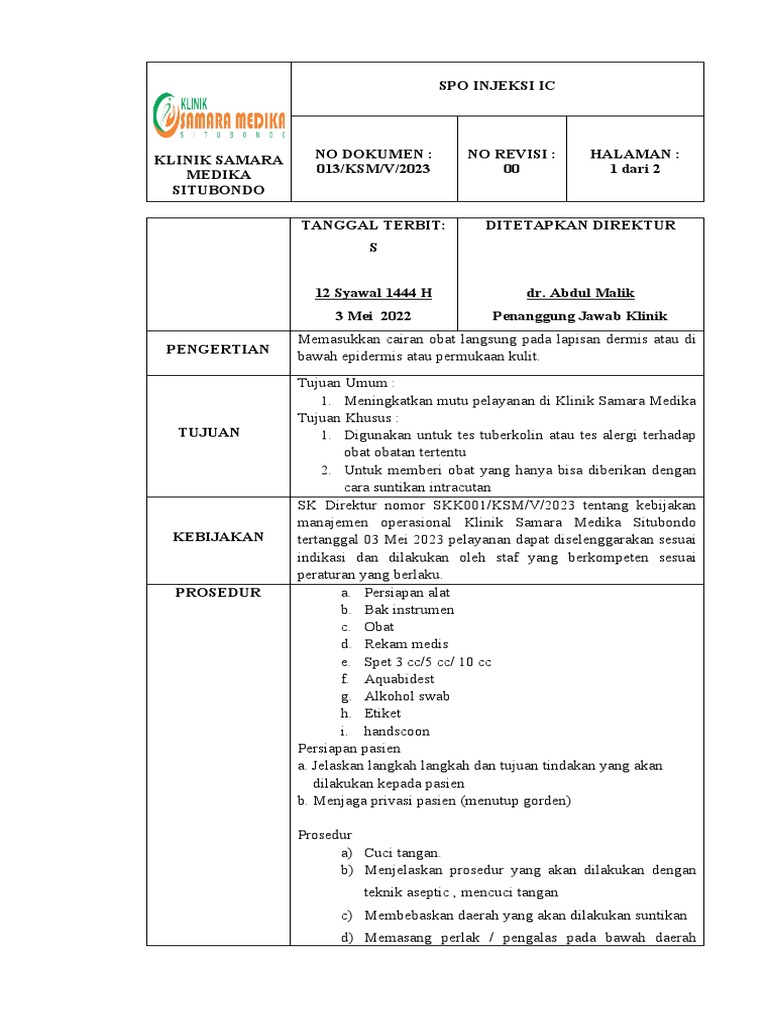 SPO INJEKSI IC GHESY | PDF