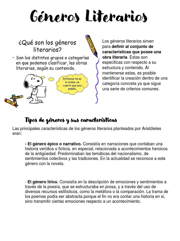 Características de los Géneros Literarios | PDF | Poesía | Narración