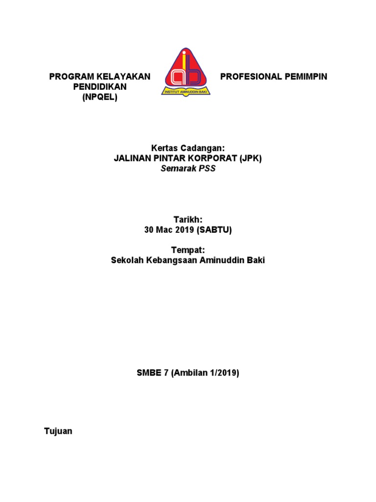 Contoh Kertas Cadangan Pdf