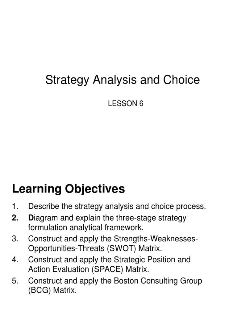 Lesson 6-Stramaa | PDF | Strategic Management | Swot Analysis