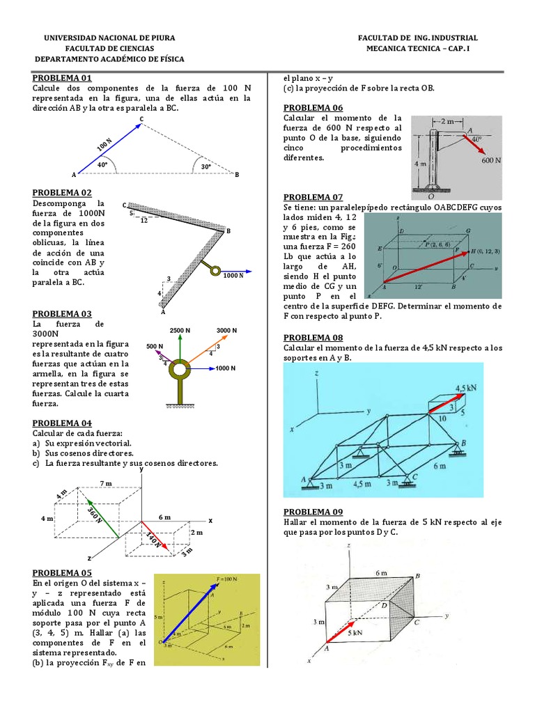 Practica Dirigida de Fuerzas Cap I | PDF | Ingeniería mecánica | Mecánica
