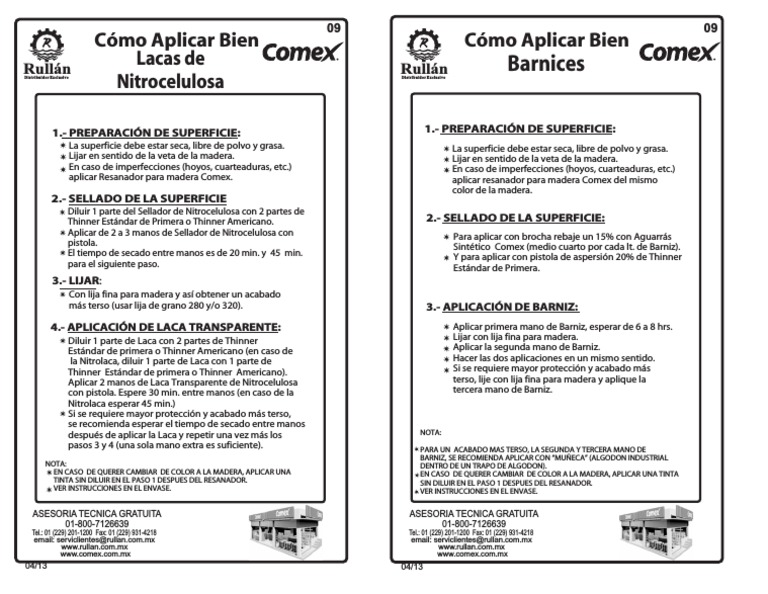 Aplicación de Laca y Barniz Comex | PDF | Barniz | Productos de madera