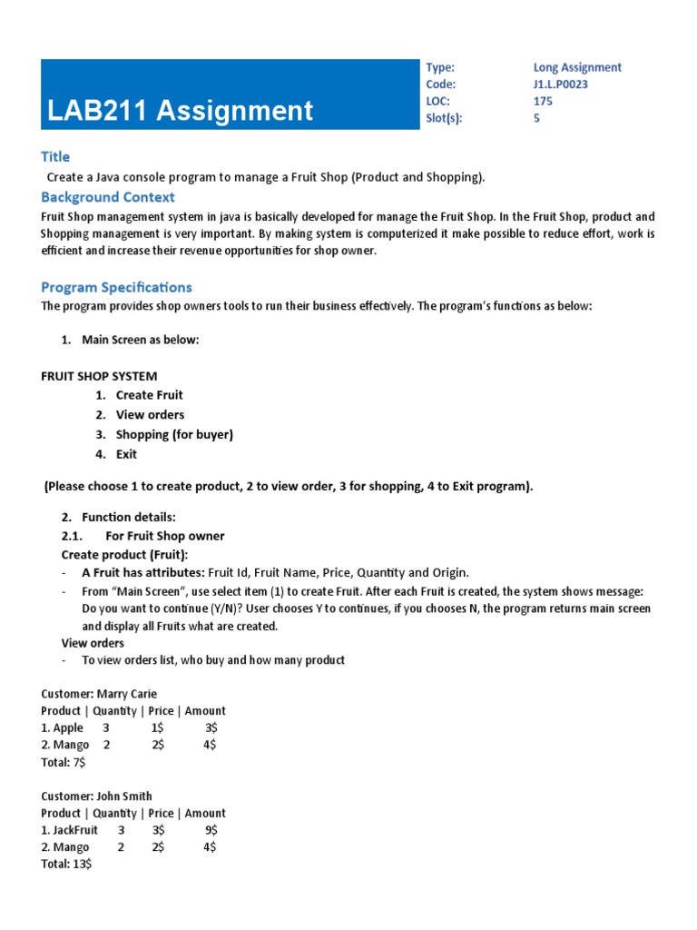 LAB211 Assignment: Title Background Context | PDF | Prices | Information Technology Management