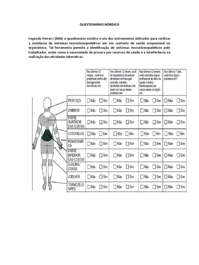 Questionário Nórdico | PDF