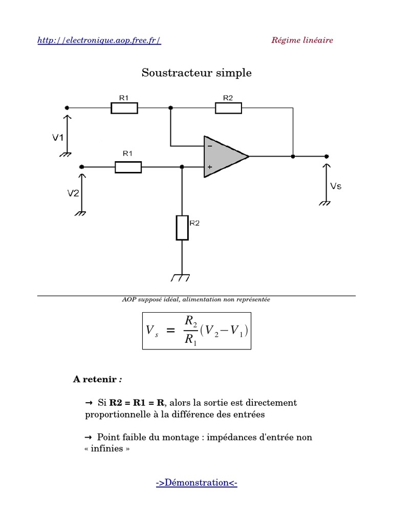 Soustracteur Linéaire avec AOP | PDF
