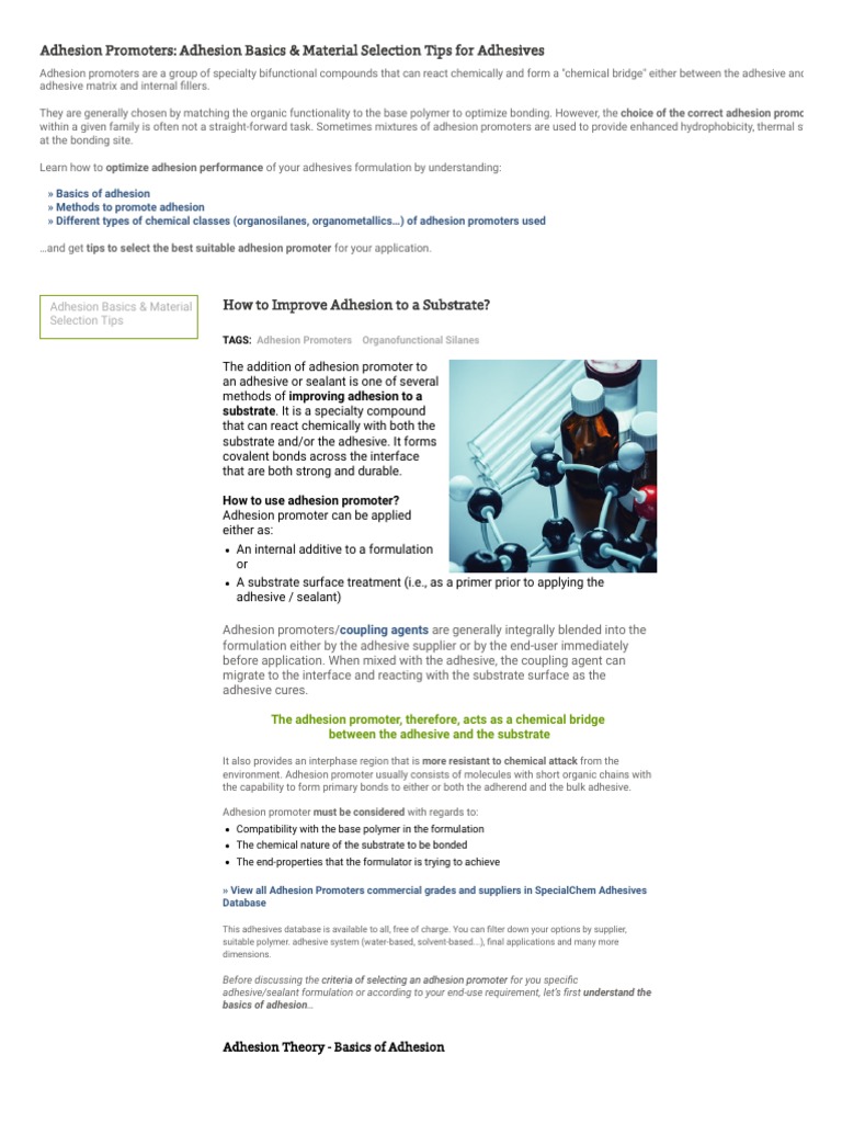 Selecting the Right Adhesion Promoter | PDF | Adhesion | Epoxy