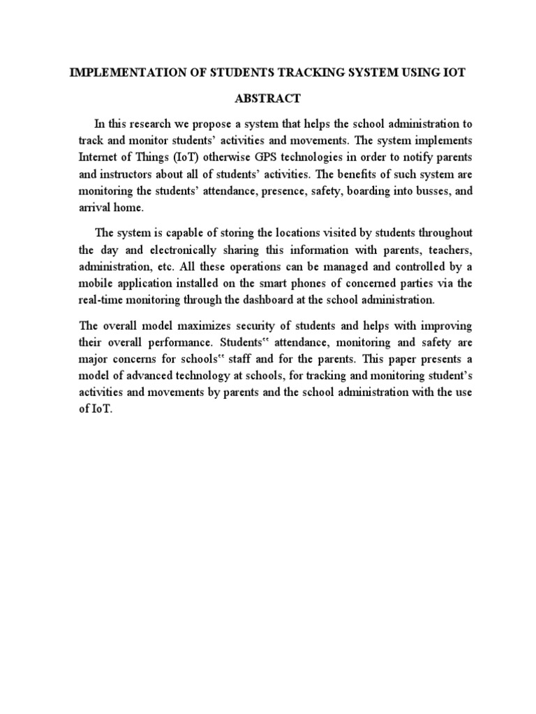 Implementation of Students Tracking System Using Iot | PDF