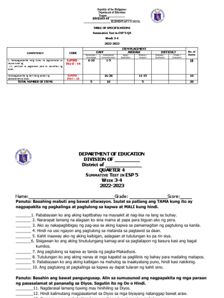 ST2 - Esp 5 - Q4 | PDF