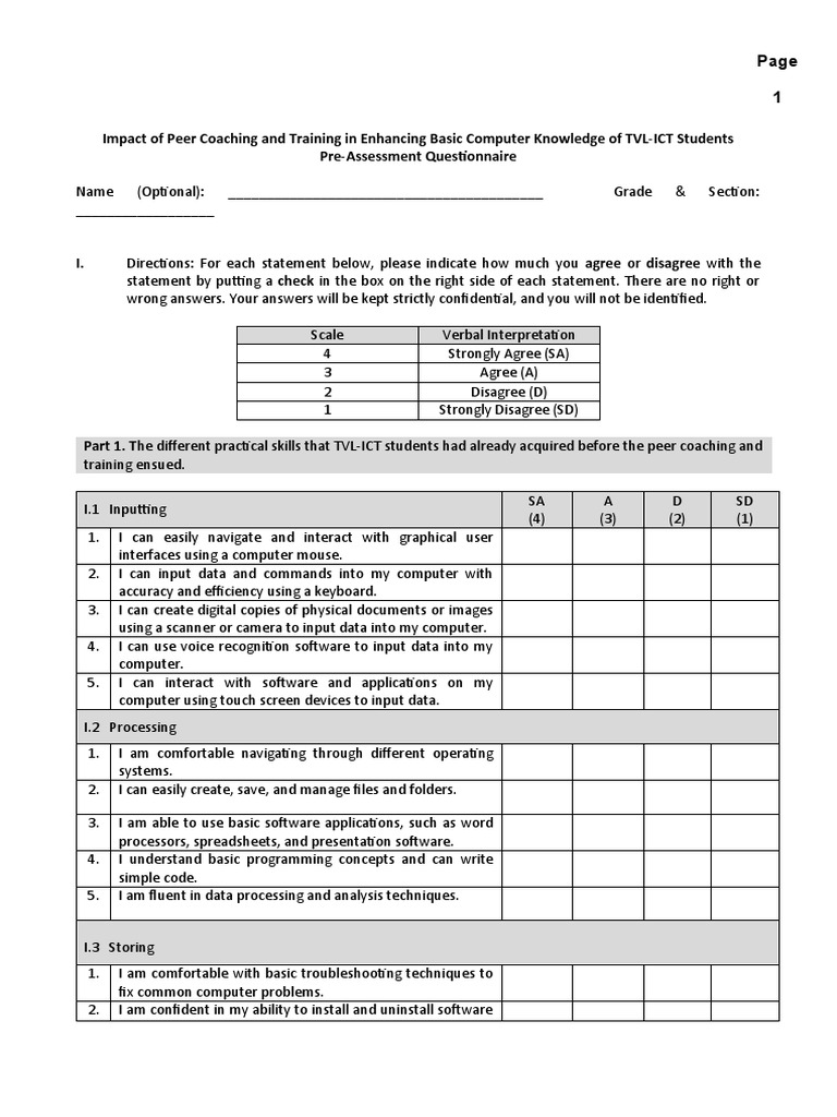 Questionnaire | PDF | Mentorship | Input/Output