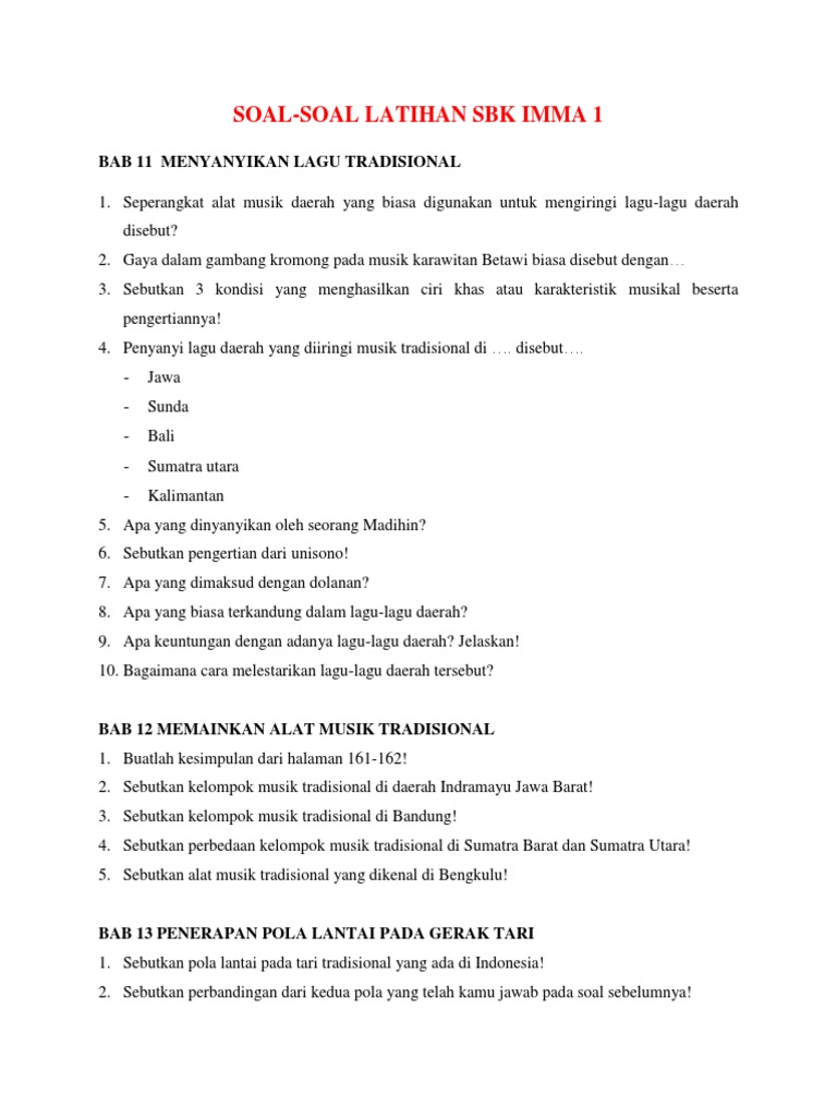 Soal Latihan SBK Kelas 8 | PDF