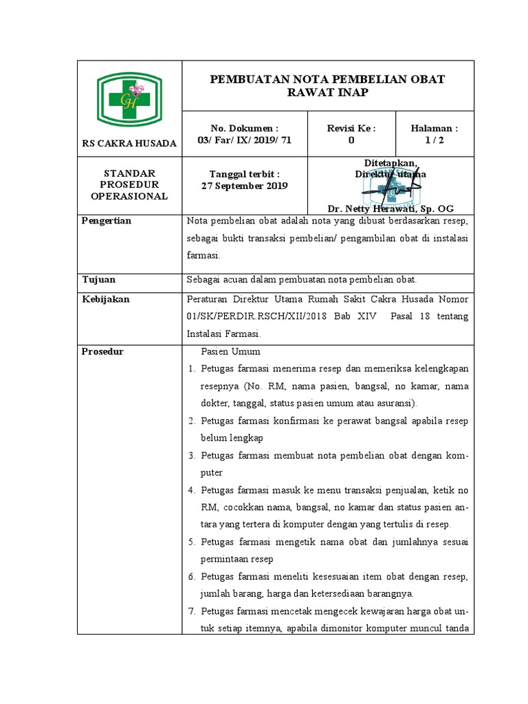 72 - Pembuatan Nota Pembelian Obat 27-9-19 | PDF