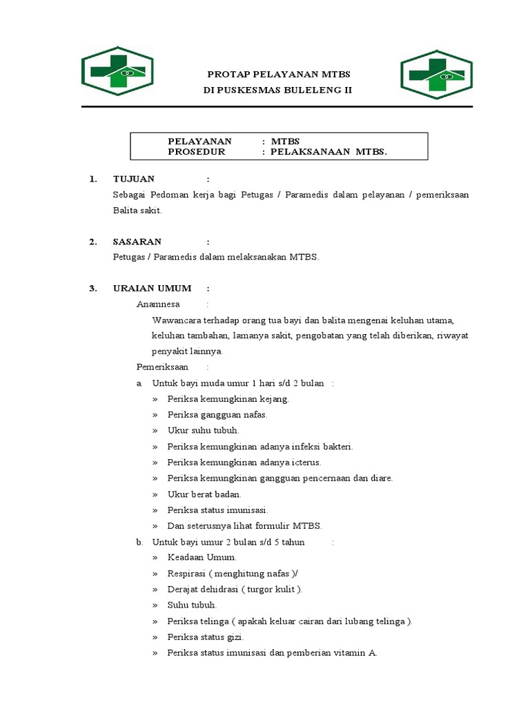Protap MTBS di Puskesmas Buleleng II | PDF