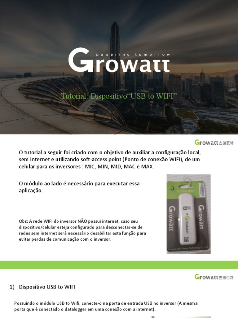5 Como Usar o Dispositivo de Comissionamento Local WIFI To USB Da Growatt Familia X | PDF | Wi ...