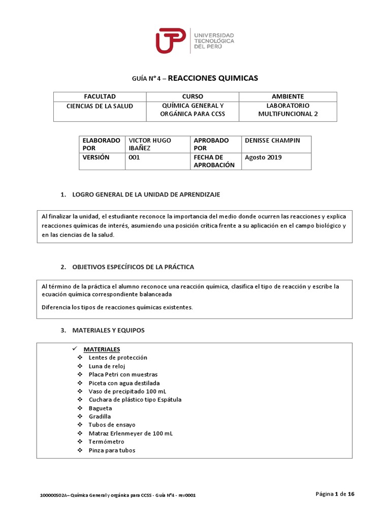 Guia n4 Reacciones Quimicas | Descargar gratis PDF | Reacciones químicas | Materiales