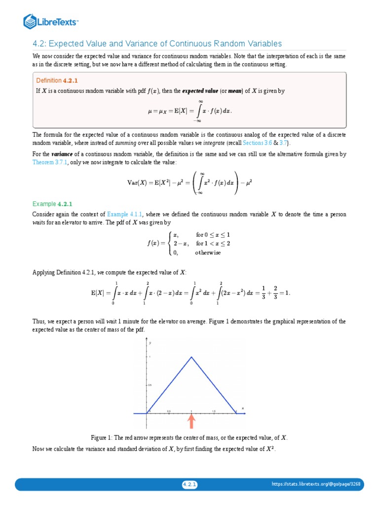 4.2 Expected Value and Variance of Continuous Random Variables ... 4.2 Expected Value and Variance of Continuous Random Variables ...