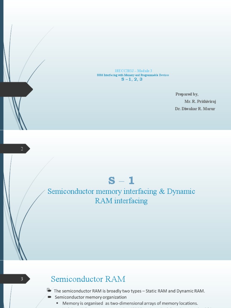 18ECC203J - Unit 3 Session 1 - 3 | PDF | Analog To Digital Converter | Random Access Memory