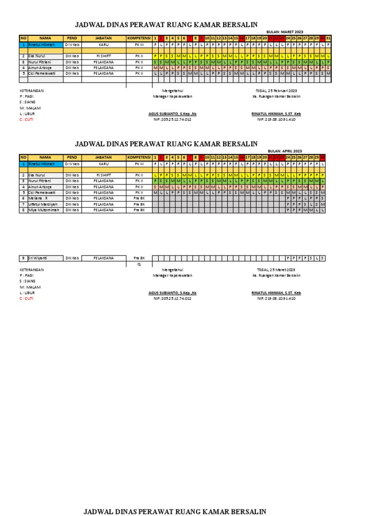 Jadwal Dinas VK | PDF