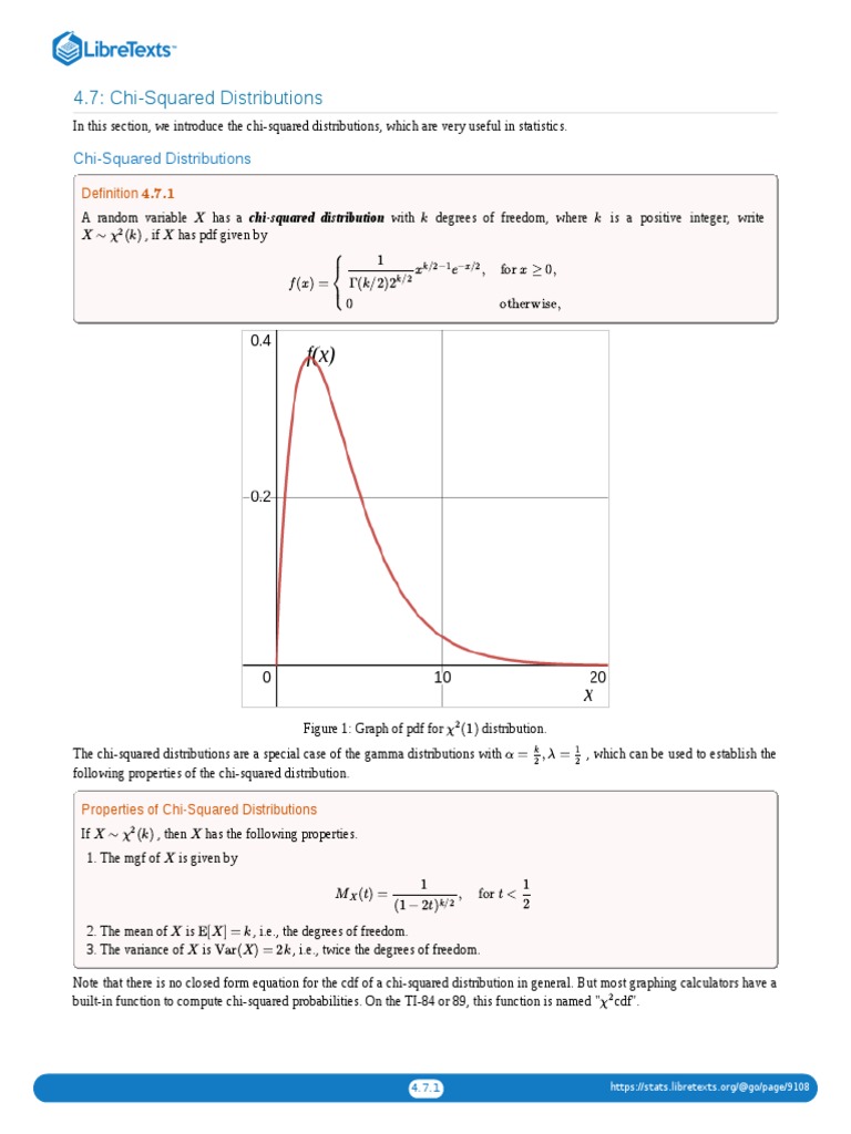 4 7 Chi Squared Distributions Pdf Chi Squared Distribution Degrees Of Freedom Statistics
