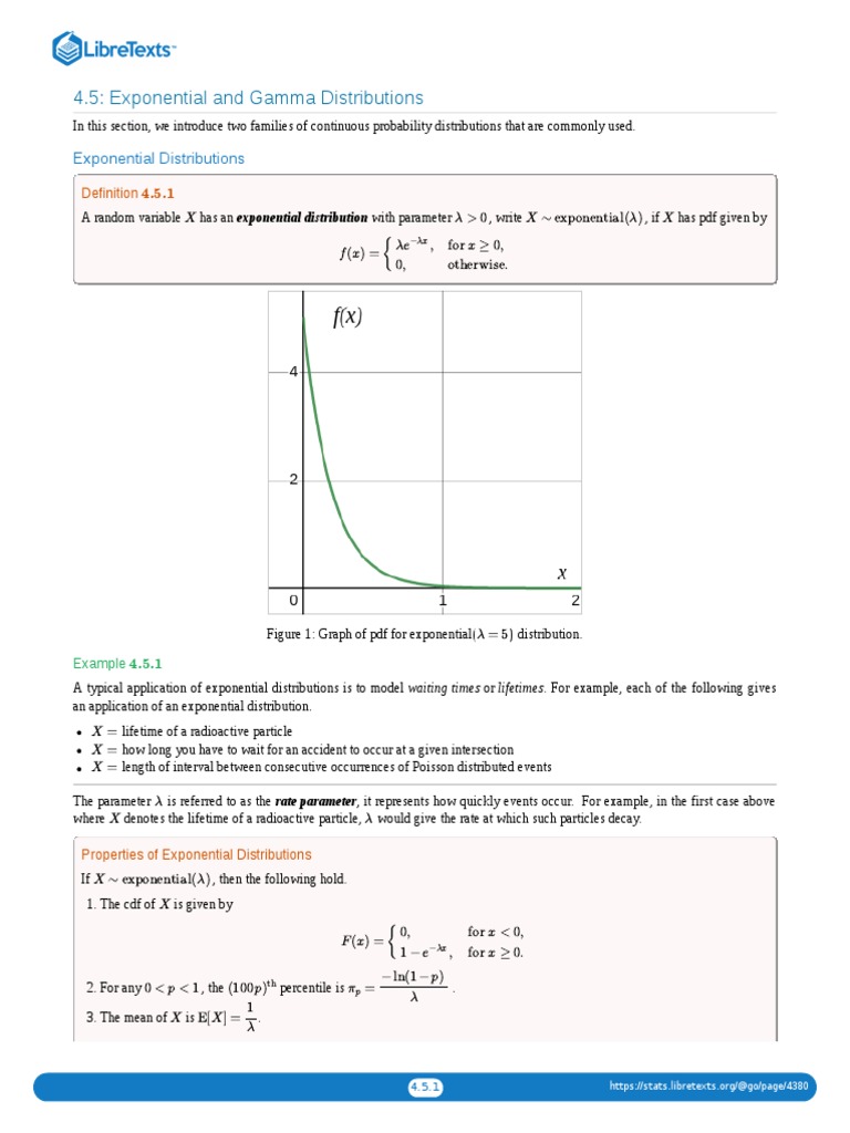 4.5 Exponential and Gamma Distributions | PDF | Probability Density ...