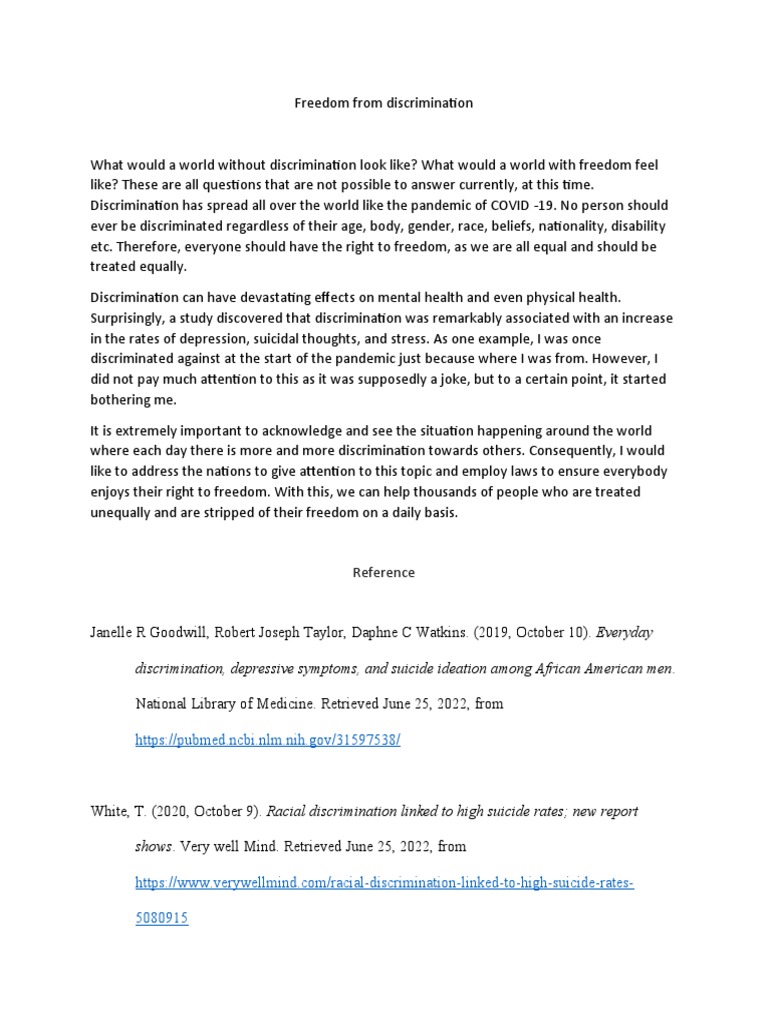 Freedom From Discrimination | PDF