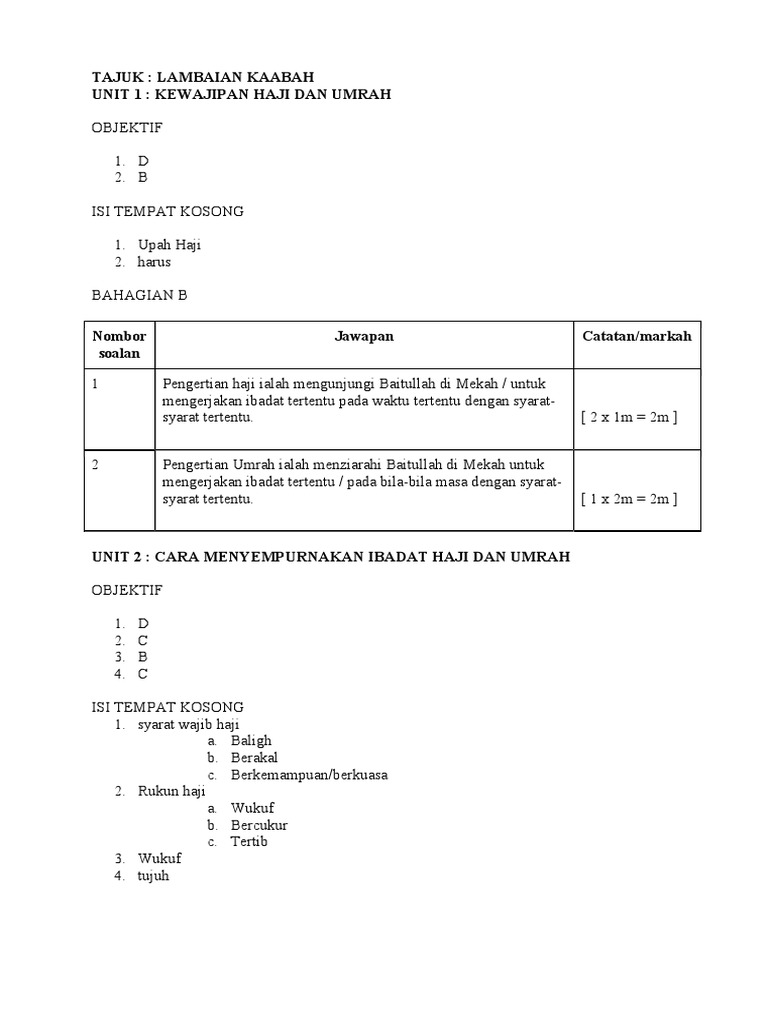 Skema Set 1 Modul SPM (Ibadah T4) | PDF