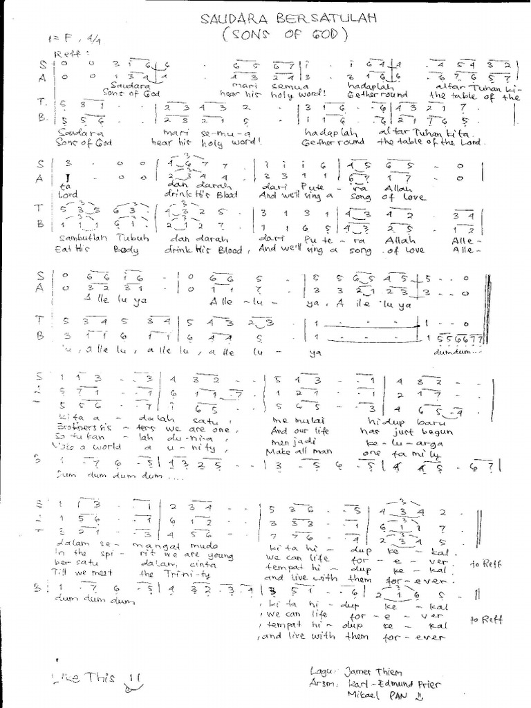 Saudara Bersatulah (Arr Mikael PAN) | PDF
