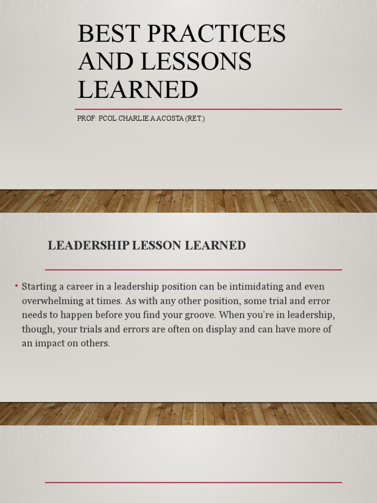 I Best Practices and Lessons Learned NEW | PDF | Leadership | Mentorship