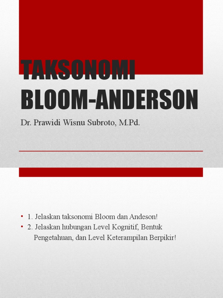 Taksonomi Bloom Anderson | PDF