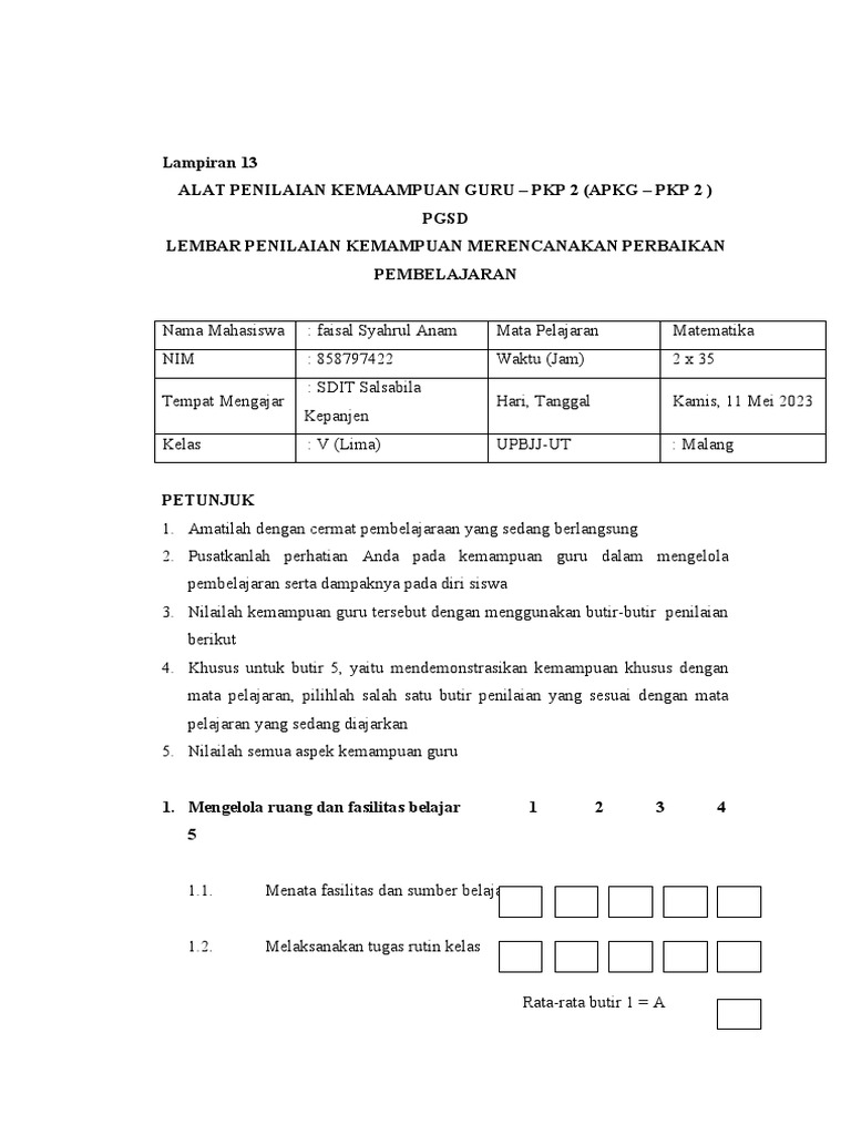 Lampiran 13 APKG 2 | PDF