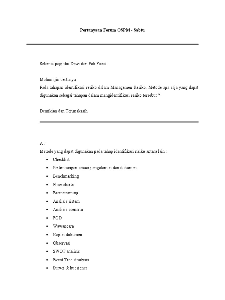 Pertanyaan Forum OSPM - Sabtu | PDF