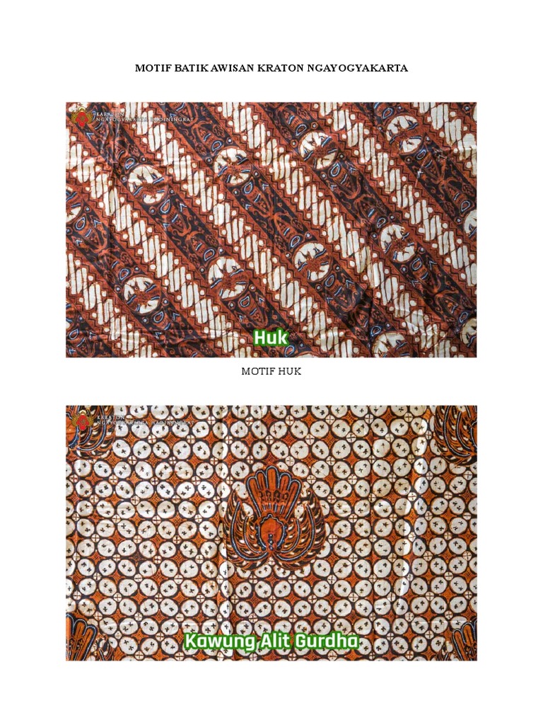 Motif Batik Awisan Kraton Ngayogyakarta | PDF