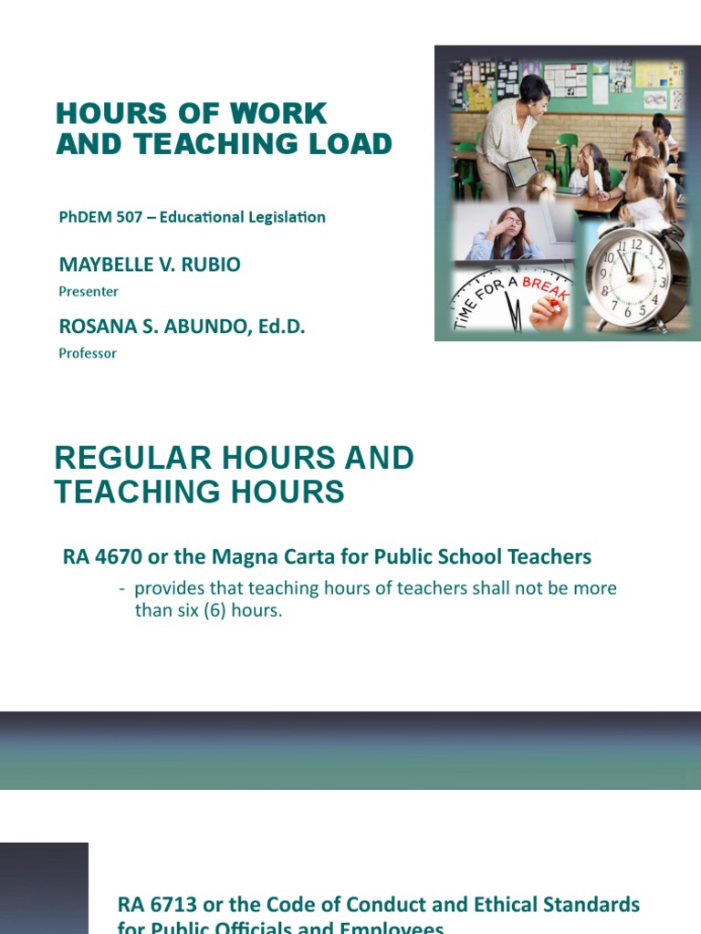 Teacher Work Hours and Load Guidelines | PDF | Overtime | Working Time
