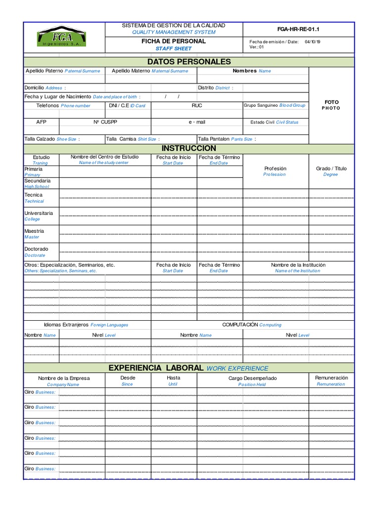 Formatos Fga 2022 - Unificado | PDF | Seguridad y salud ocupacional ...