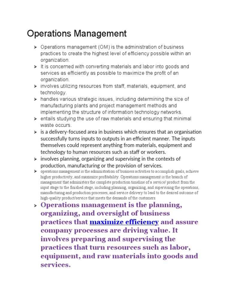 Operations Management | PDF | Operations Management | Quality Management