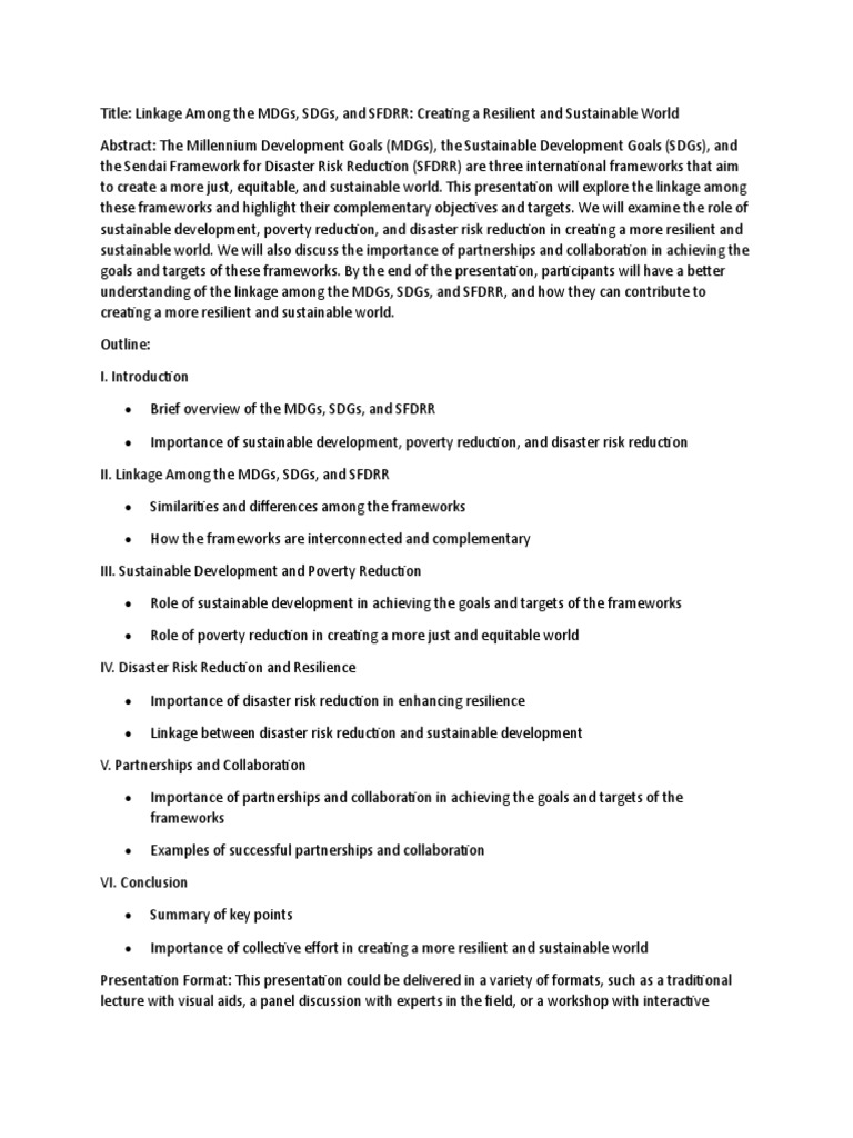 Linkage Between SDG and MDG | PDF | Millennium Development Goals ...