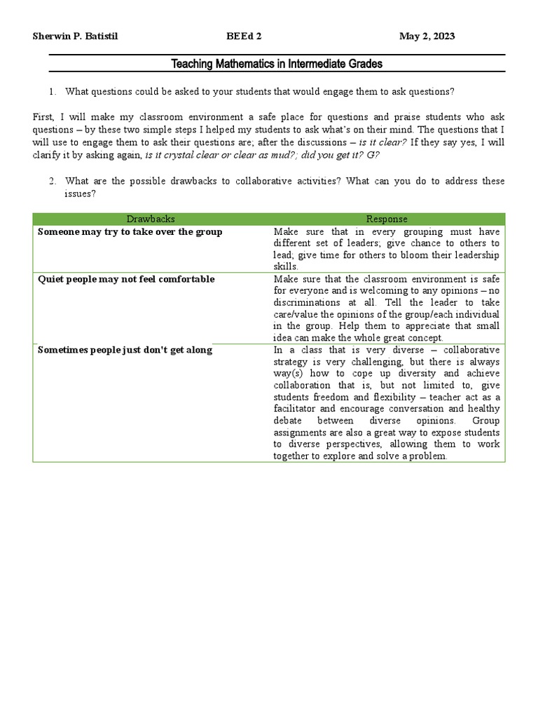 Engaging Students in Math Collaboration | PDF | Pedagogy | Teaching