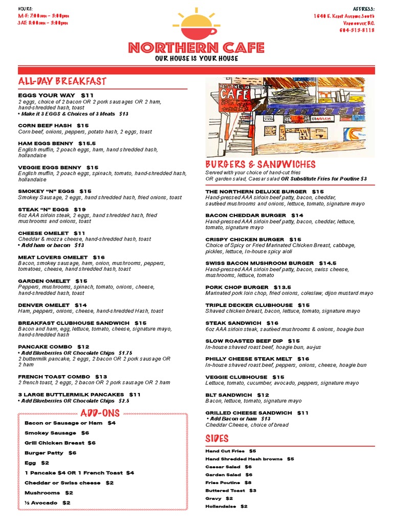 Northerncafe Menu Web | PDF | Hamburgers | Bacon