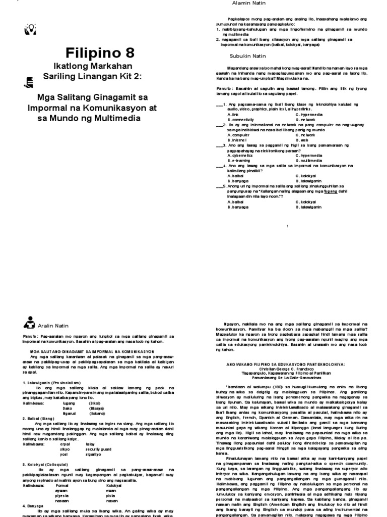 Q3 FILIPINO M2 (2pg Per Sheet) | PDF