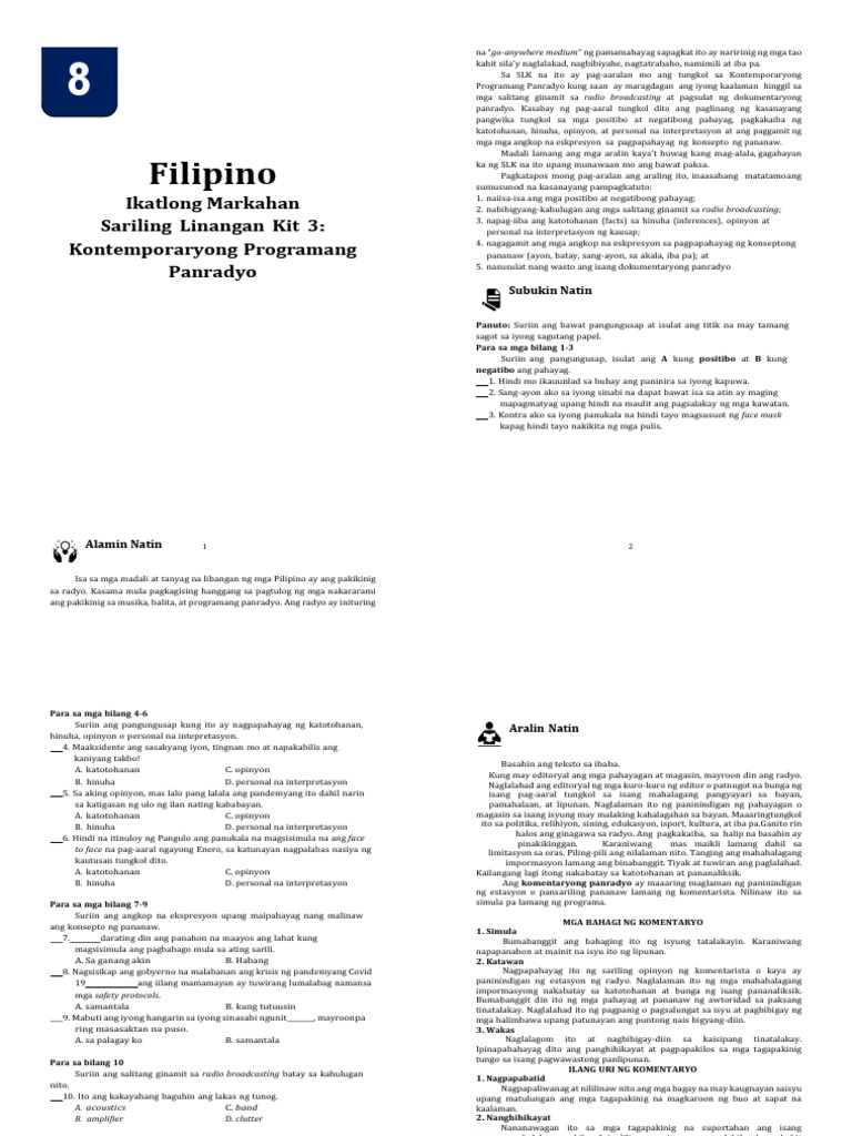 Q3 Filipino M3 2pg Per Sheet Pdf