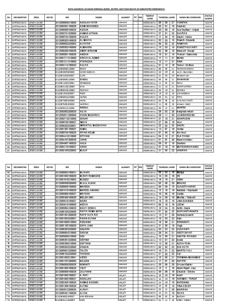Data Bumil, Buteki,Balita 2023 Larangan Jambe | PDF