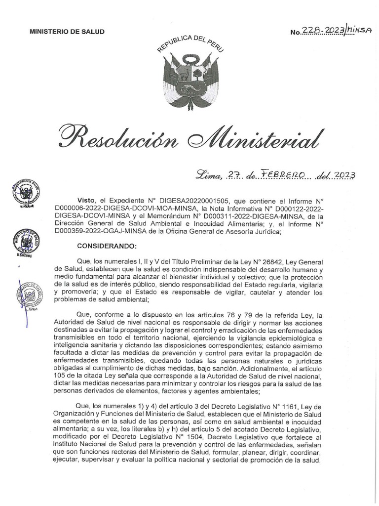 RM - 228 2023 Minsa | PDF