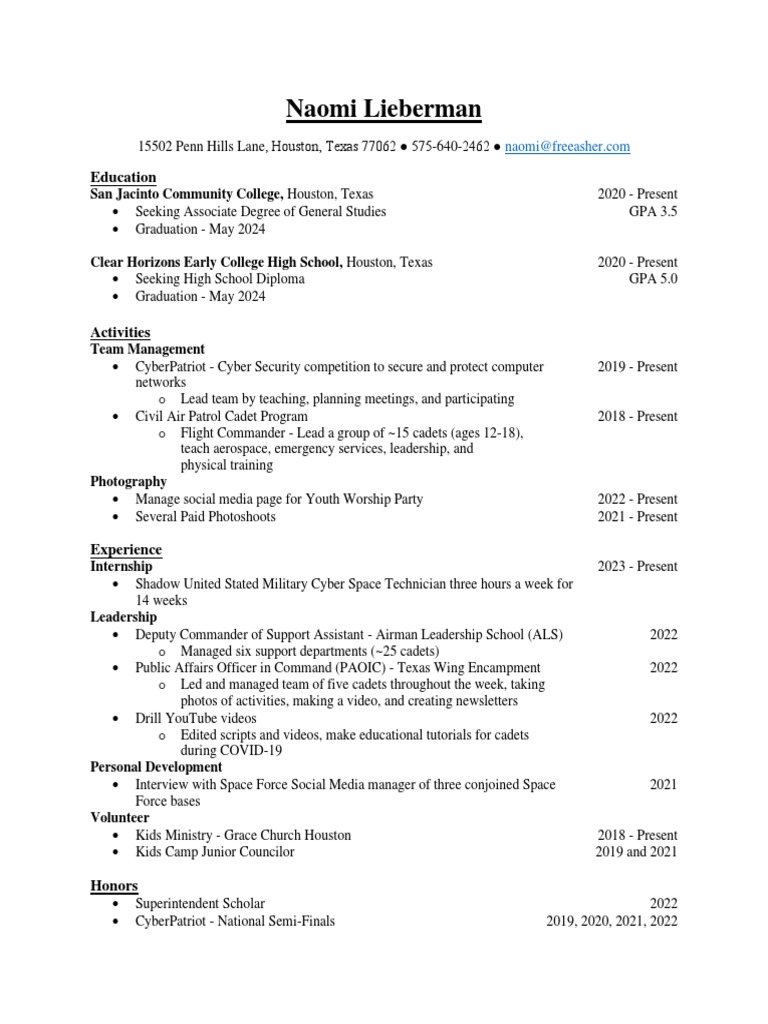 Revised Resume - Naomi Lieberman | PDF
