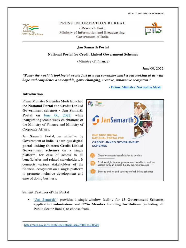 JanSamarth Finance Portal | PDF | Economies