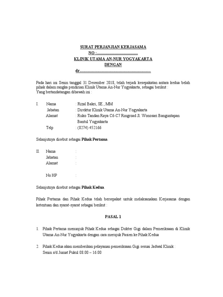 Draff Mou Dokter | PDF | Bisnis