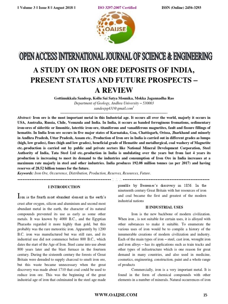 Iron Ore Deposits of India | PDF | Iron Ore | Mining