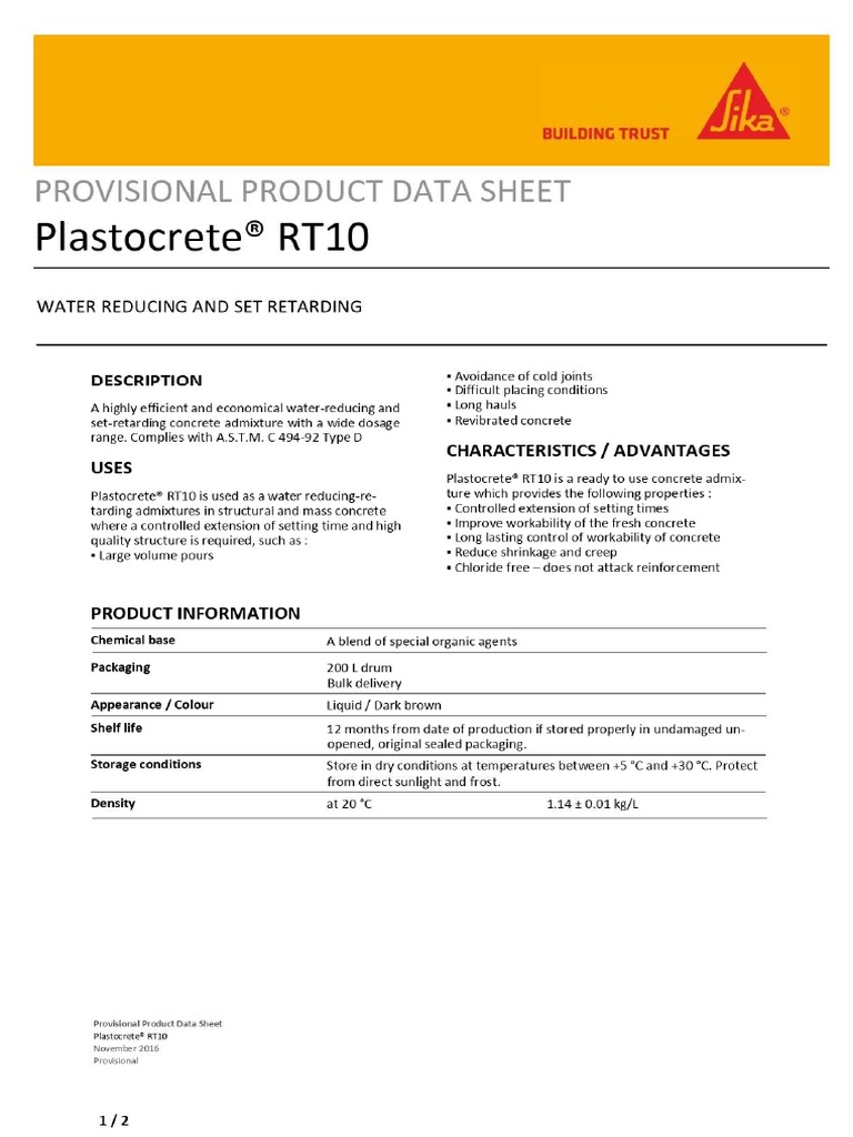 Plastocrete RT10 | PDF