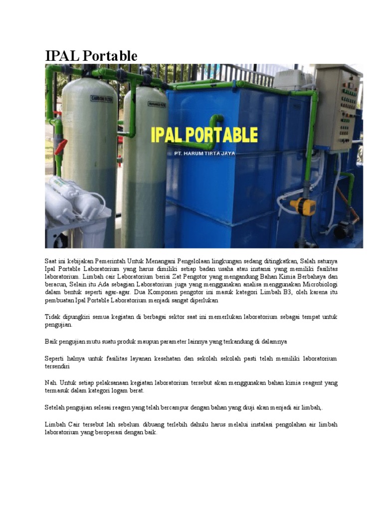 Desain IPAL Portable untuk Laboratorium | PDF